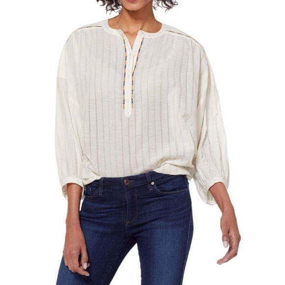 Pendleton | Tops | Pendleton Cream Ribbed Popover Peasant Blouse | Poshmark